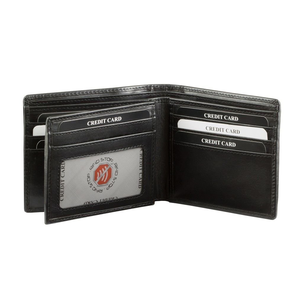 Black Italian Leather RFID Wallet for 14 Cards and ID – Single Billfold ...