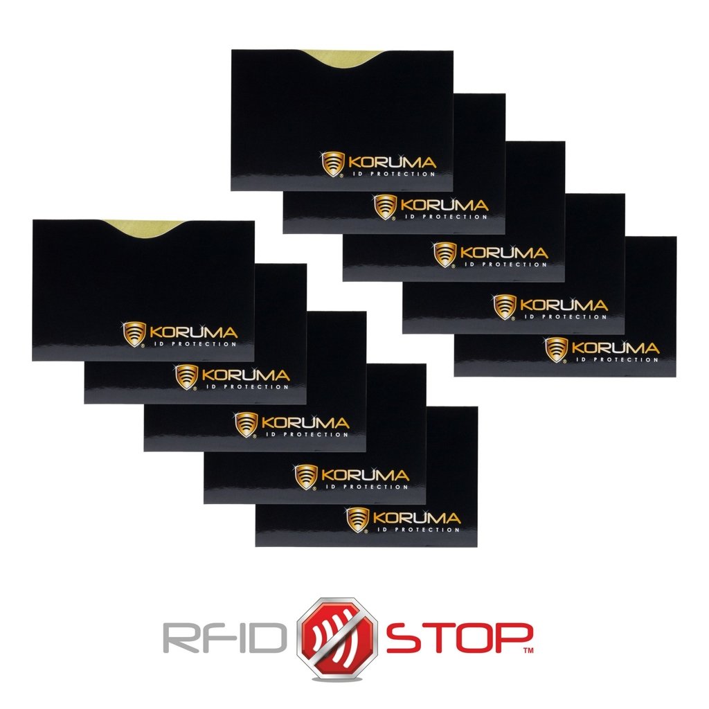Horizontal RFID blocking credit card sleeves (black with gold logo ...