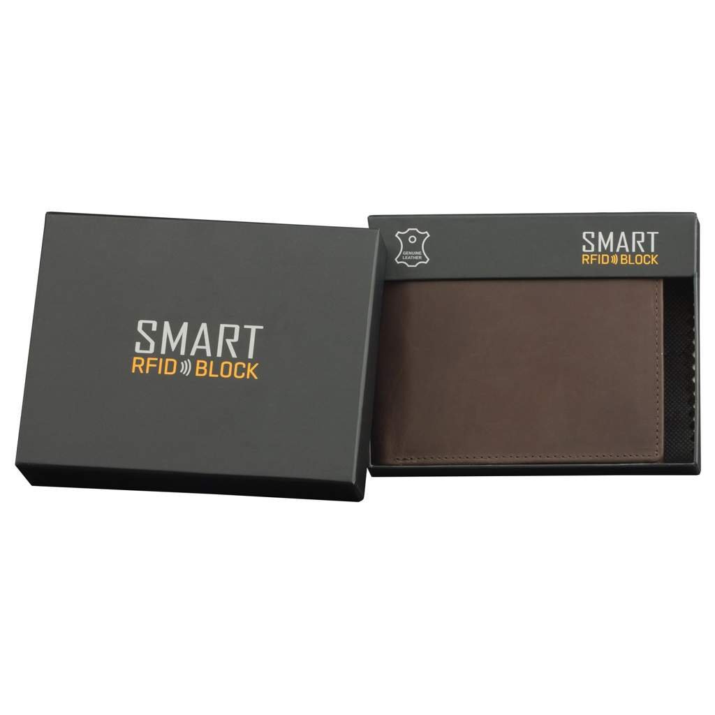 SMART RFID BLOCK Slim Credit Card Wallet (Brown) - SM-903HBR - Koruma.co.uk