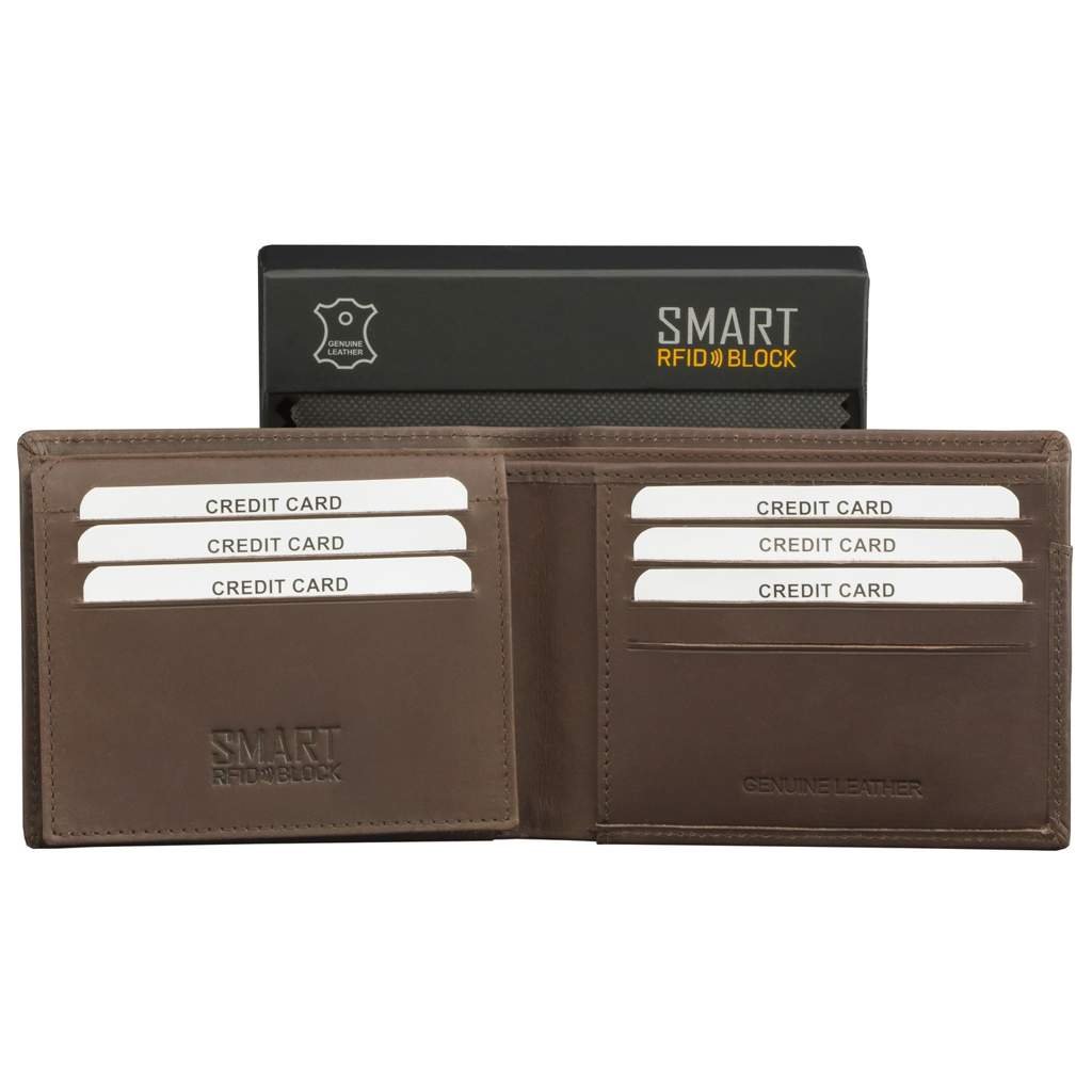 SMART RFID BLOCK Slim Credit Card Wallet (Brown) - SM-903HBR - Koruma.co.uk
