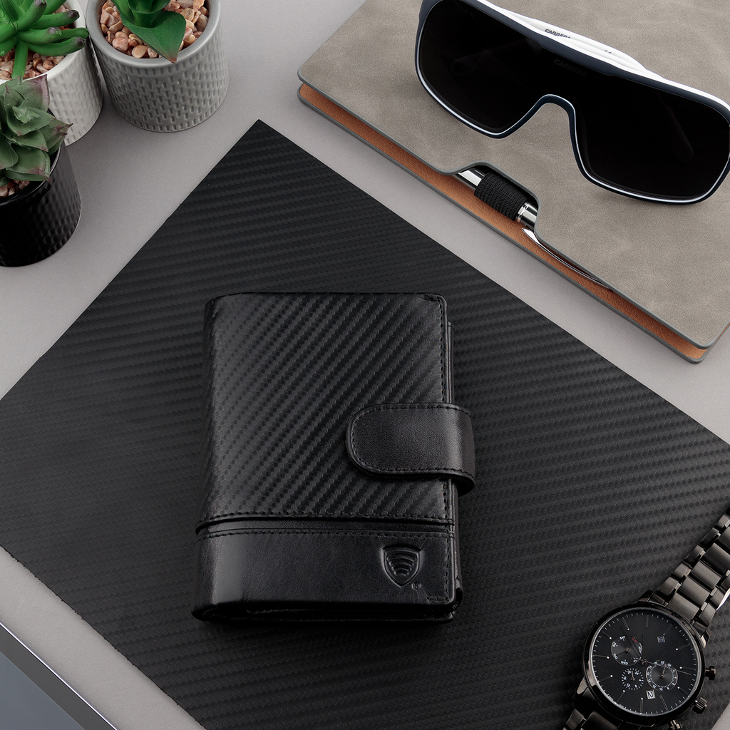 Black Leather RFID Wallet for 11-15 Cards with Coin Pocket and 3 ID ...
